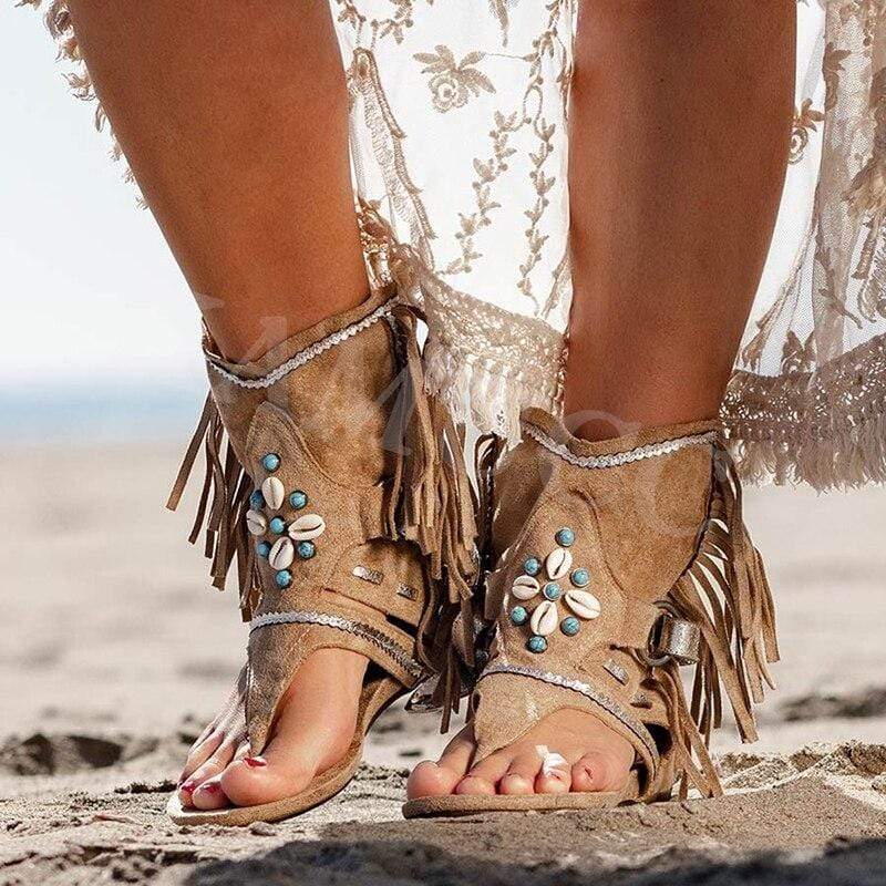 Boho Mid-Long Fringed Boots | Boho Mood