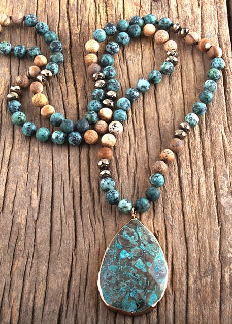 Boho stone necklace store