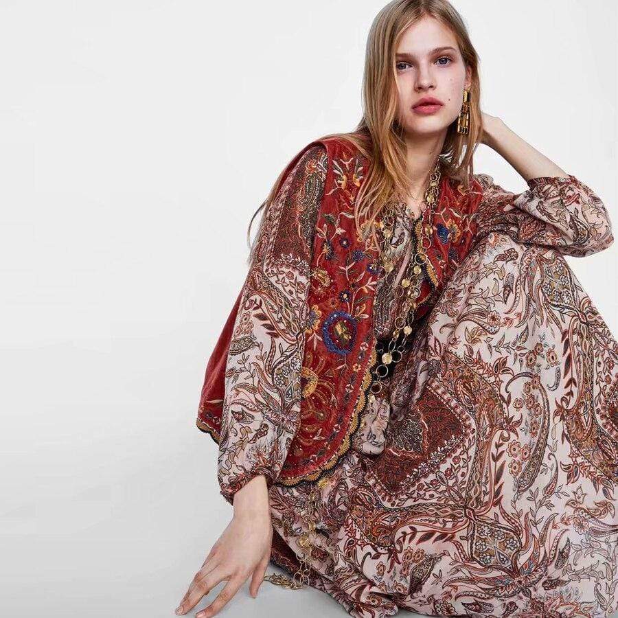 Boho Sleeveless Red Jacket | Boho Mood